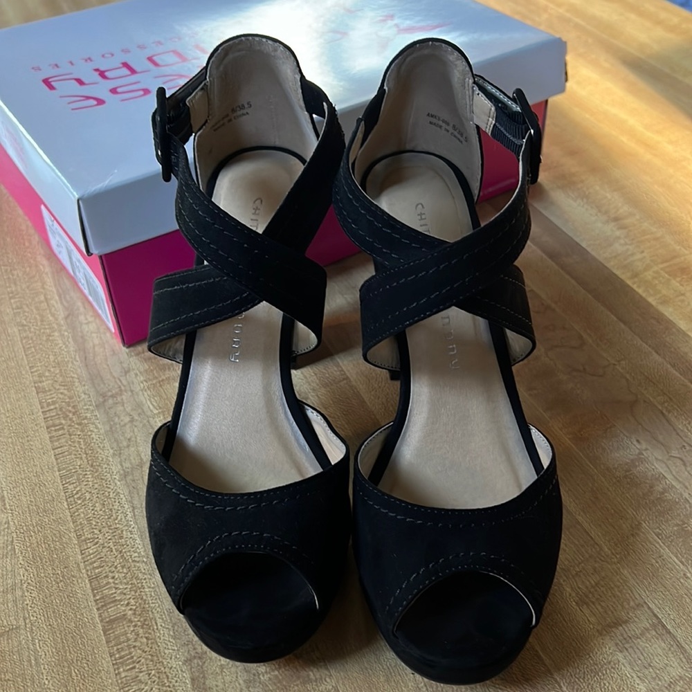 Chinese Laundry Black Suede Platform Heels 8 - Gem